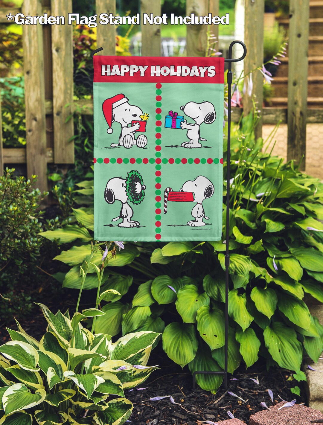 Peanuts Snoopy Christmas Garden Flag, Christmas Scenes Peanuts Holiday ...