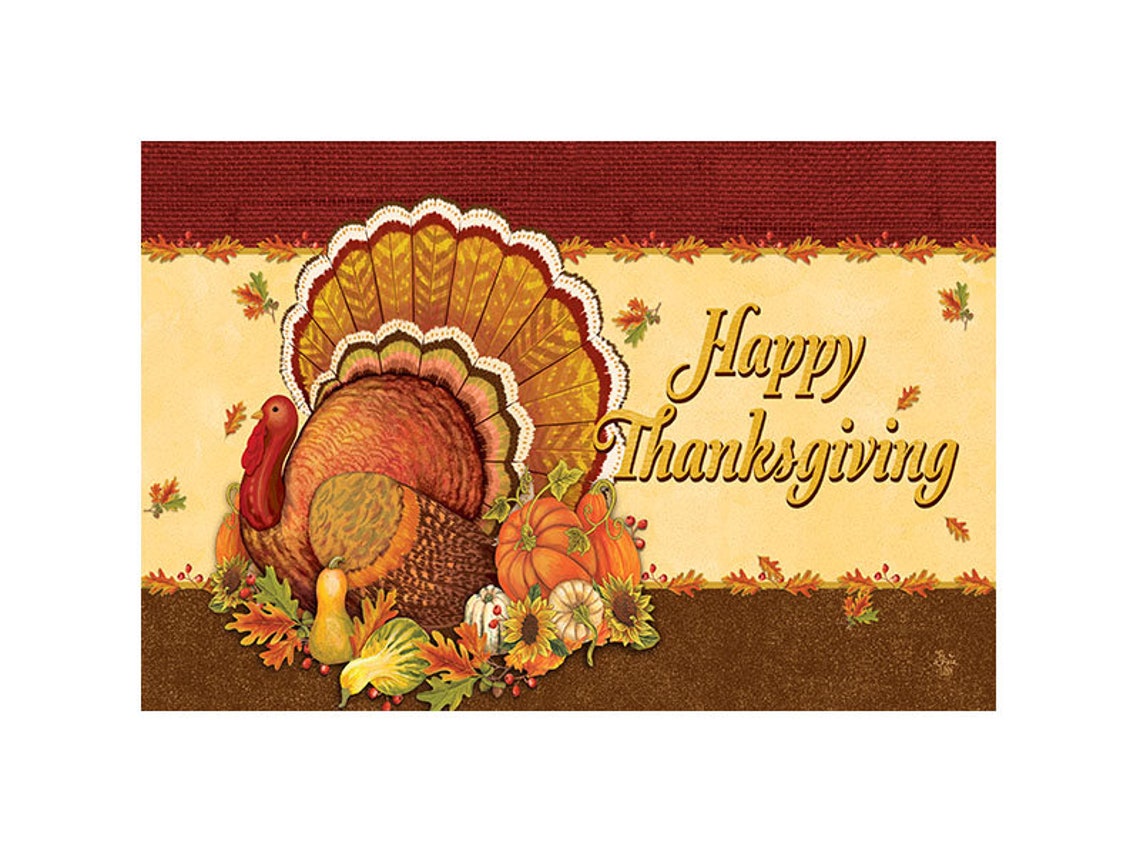Doormat, Happy Thanksgiving Turkey Doormat-18"x30", Outdoor/indoor ...