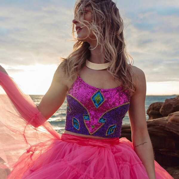 Rainbow Sequin Top - Etsy