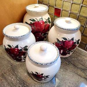 Vintage Home and Garden Party Stoneware Canisters Apple - Etsy
