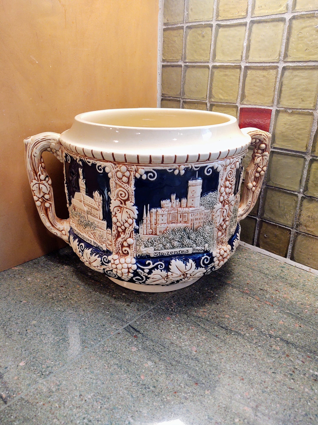 Vintage German Glazed Stoneware Double Handled Cider Pot - Etsy