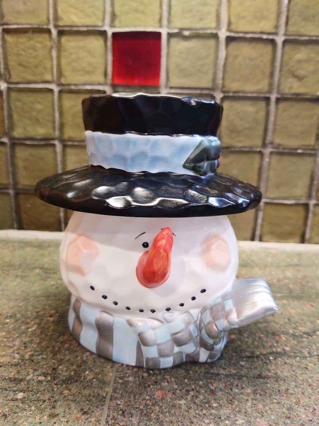 Hand Painted Ceramic Snowman Container Candle - Etsy
