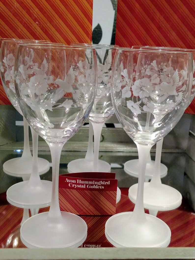Vintage Avon Hummingbird Crystal Goblets | Etsy