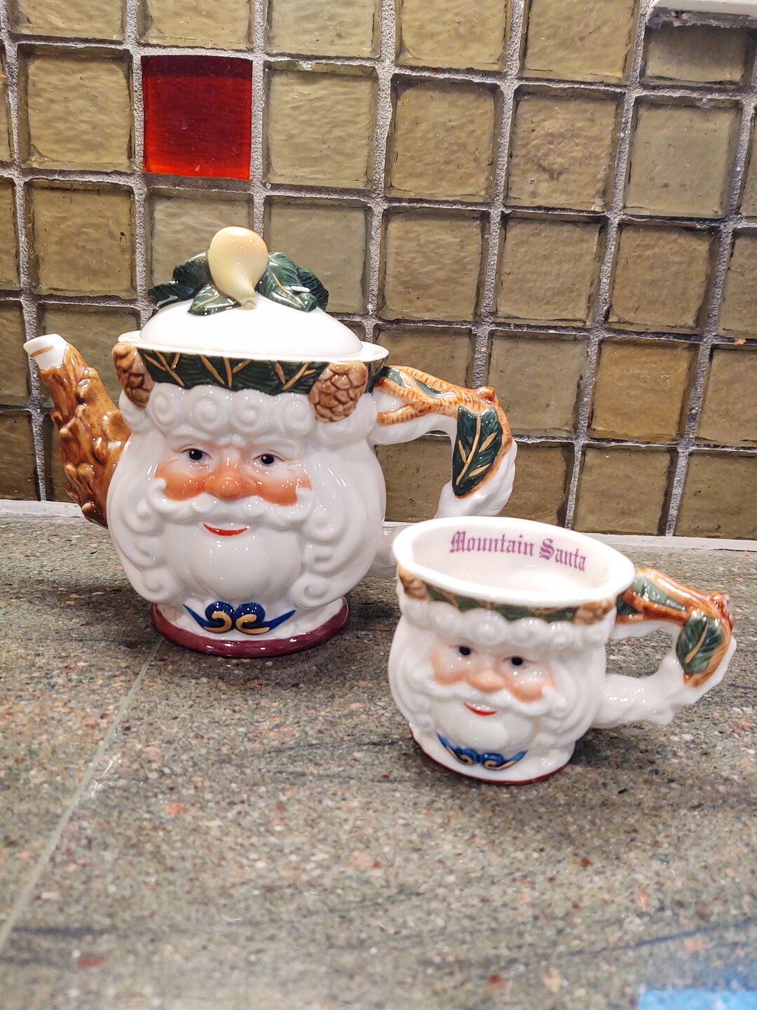 Collectible Mountain Santa Teapot and Cup - Etsy