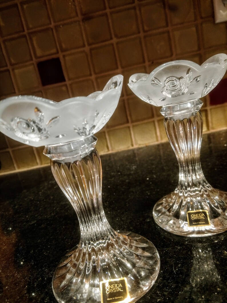 Vintage Oneida Crystal Candlestick Holders - Etsy