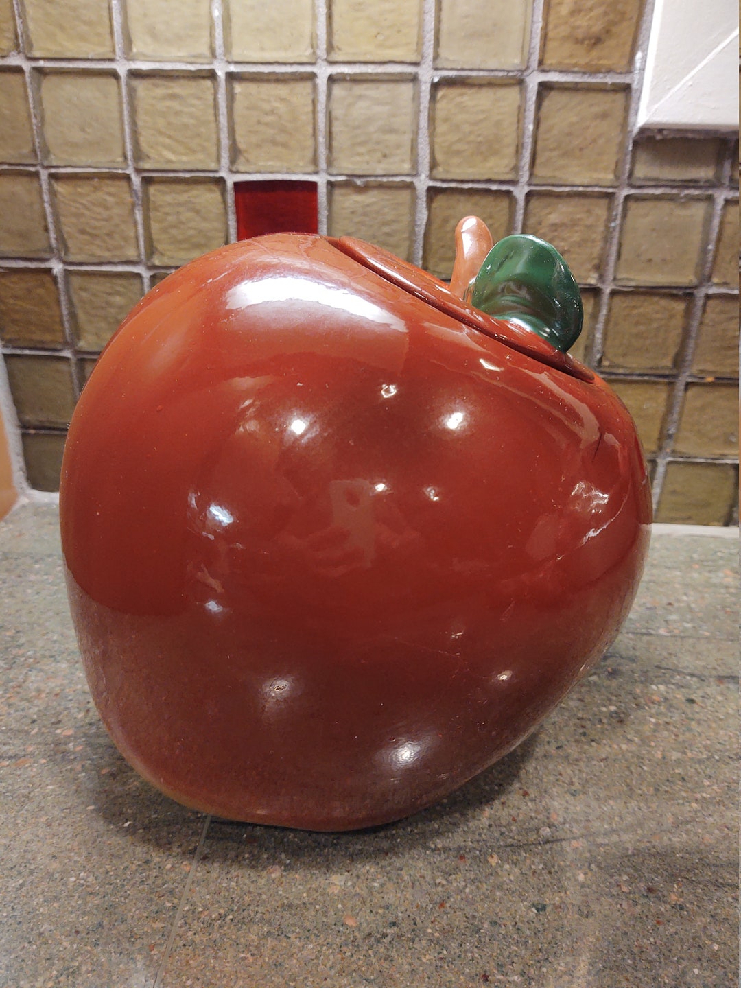 Vintage Handmade Ceramic Apple Cookie Jar - Etsy
