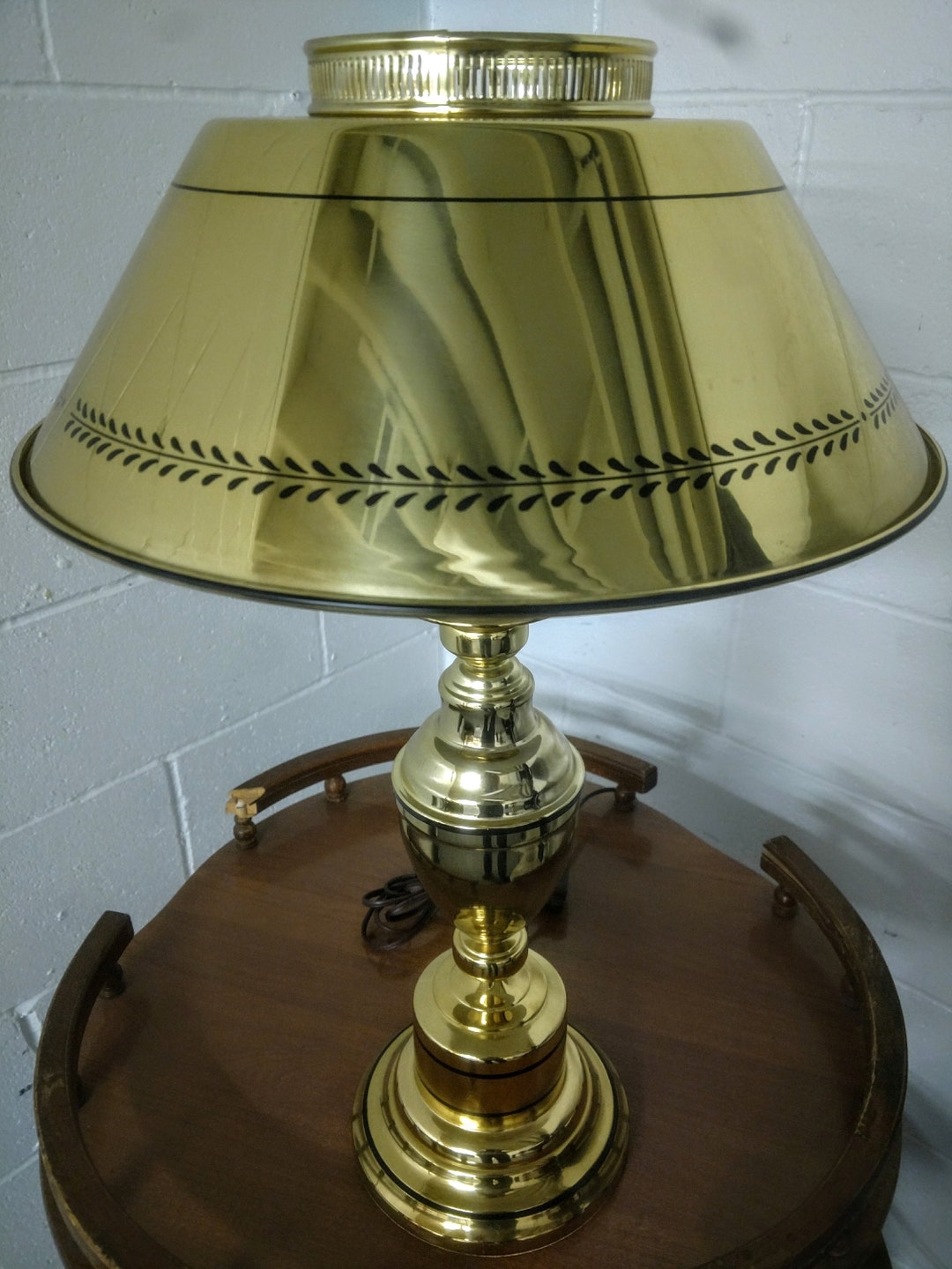 Vintage Brass Tole Lamp - Etsy