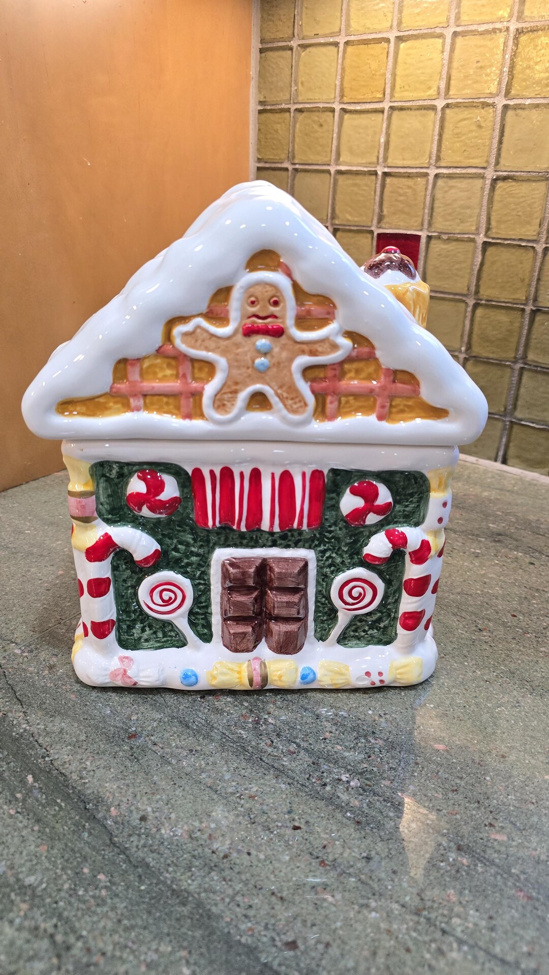 Vintage Gingerbread House Cookie Jar - Etsy