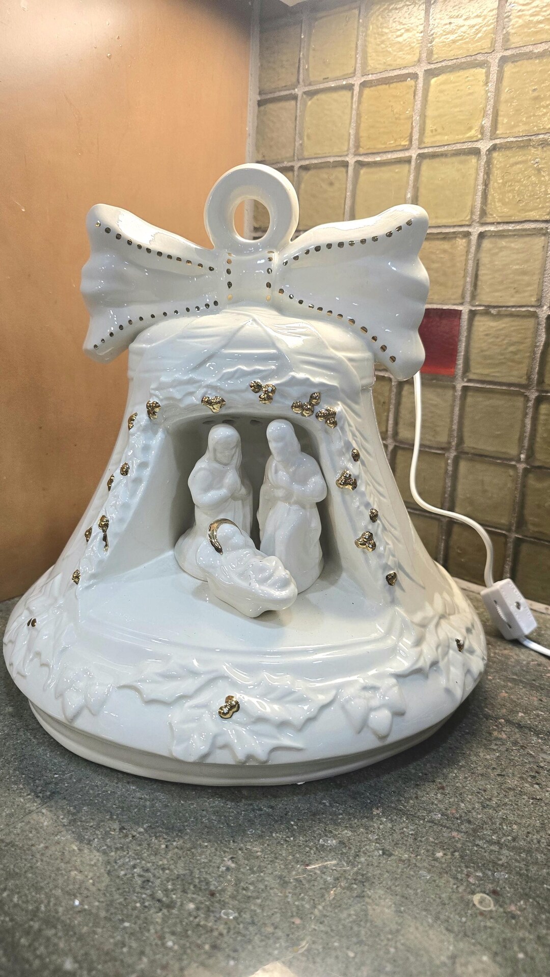 Mid Century Illuminated Porcelain Nativity Bell - Etsy