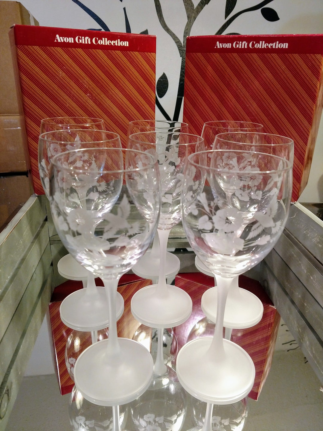 Vintage Avon Hummingbird Crystal Goblets - Etsy