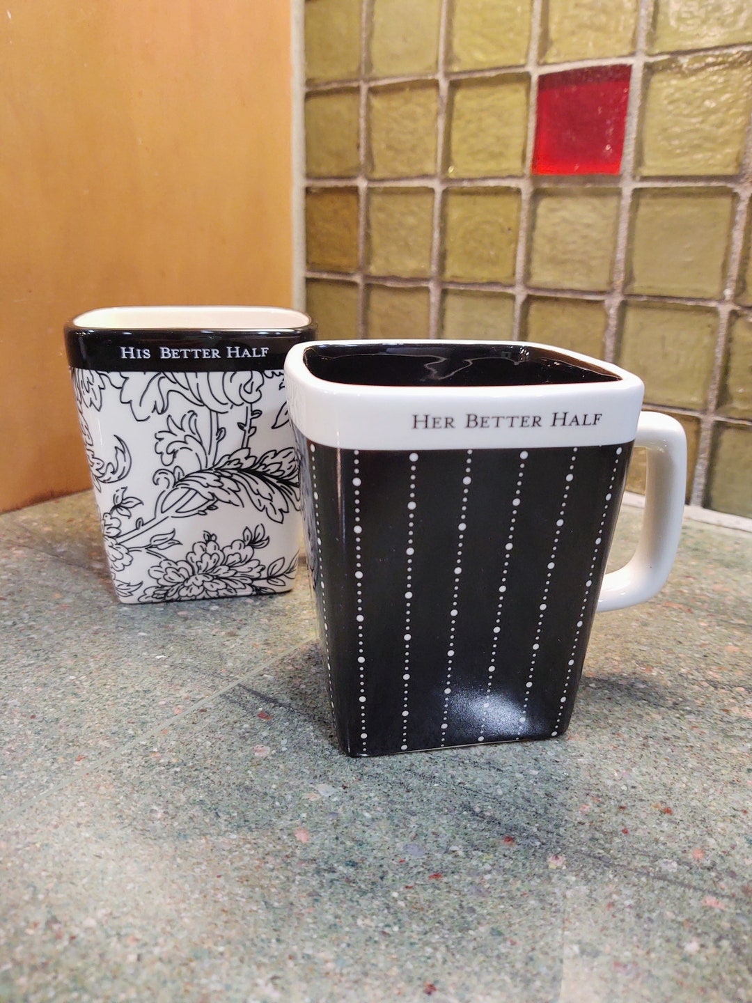 Hallmark Stoneware His Her Better Half Mugs - Etsy