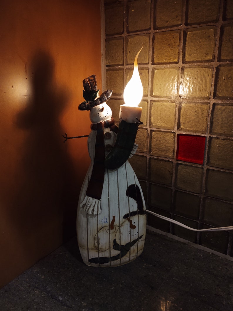 Vintage Polyresin Snowman Night Light Figurine - Etsy