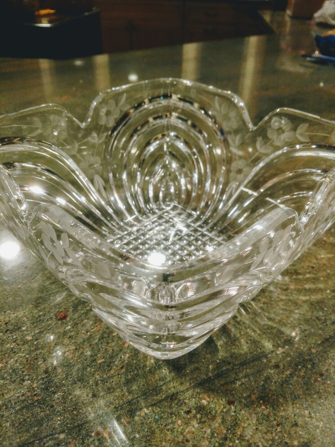 Block Crystal Etched Square Bowl - Etsy