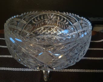 Footed crystal bowl | Etsy