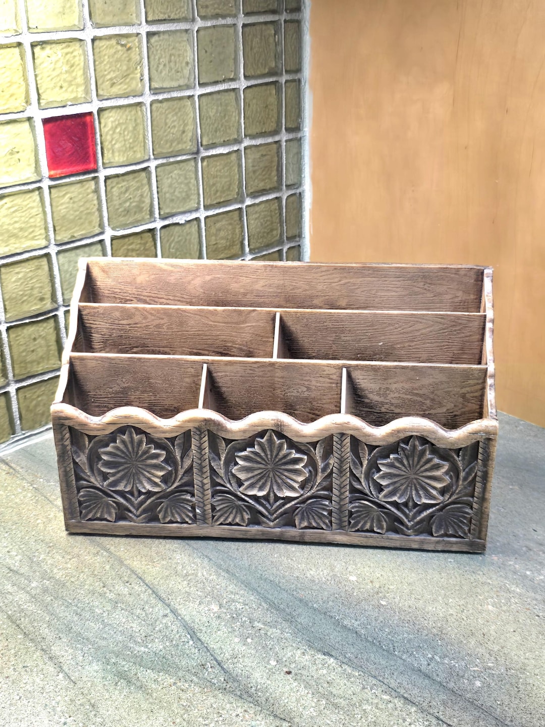 Vintage Leener Faux Wood Desk Organizer - Etsy