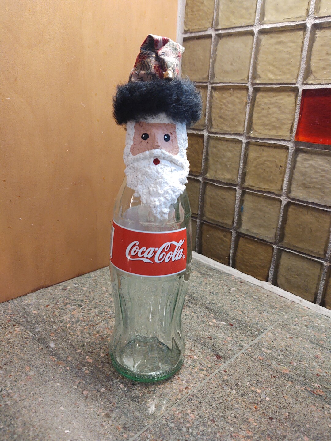 Vintage Hand Decorated Santa Glass Coca-cola Bottle - Etsy