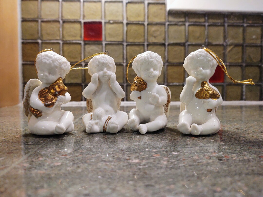 Vintage Ceramic Cherub Hanging Ornaments - Etsy