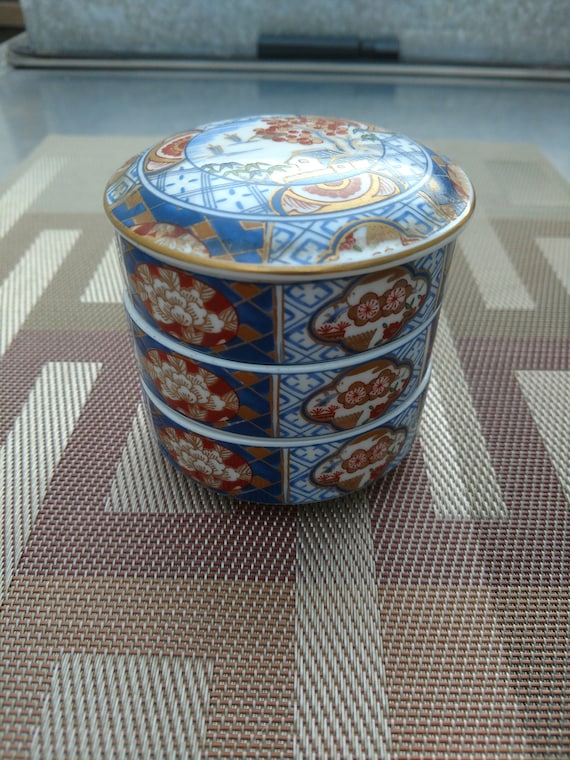 Vintage Stacking Porcelain Trinket Box - Gem