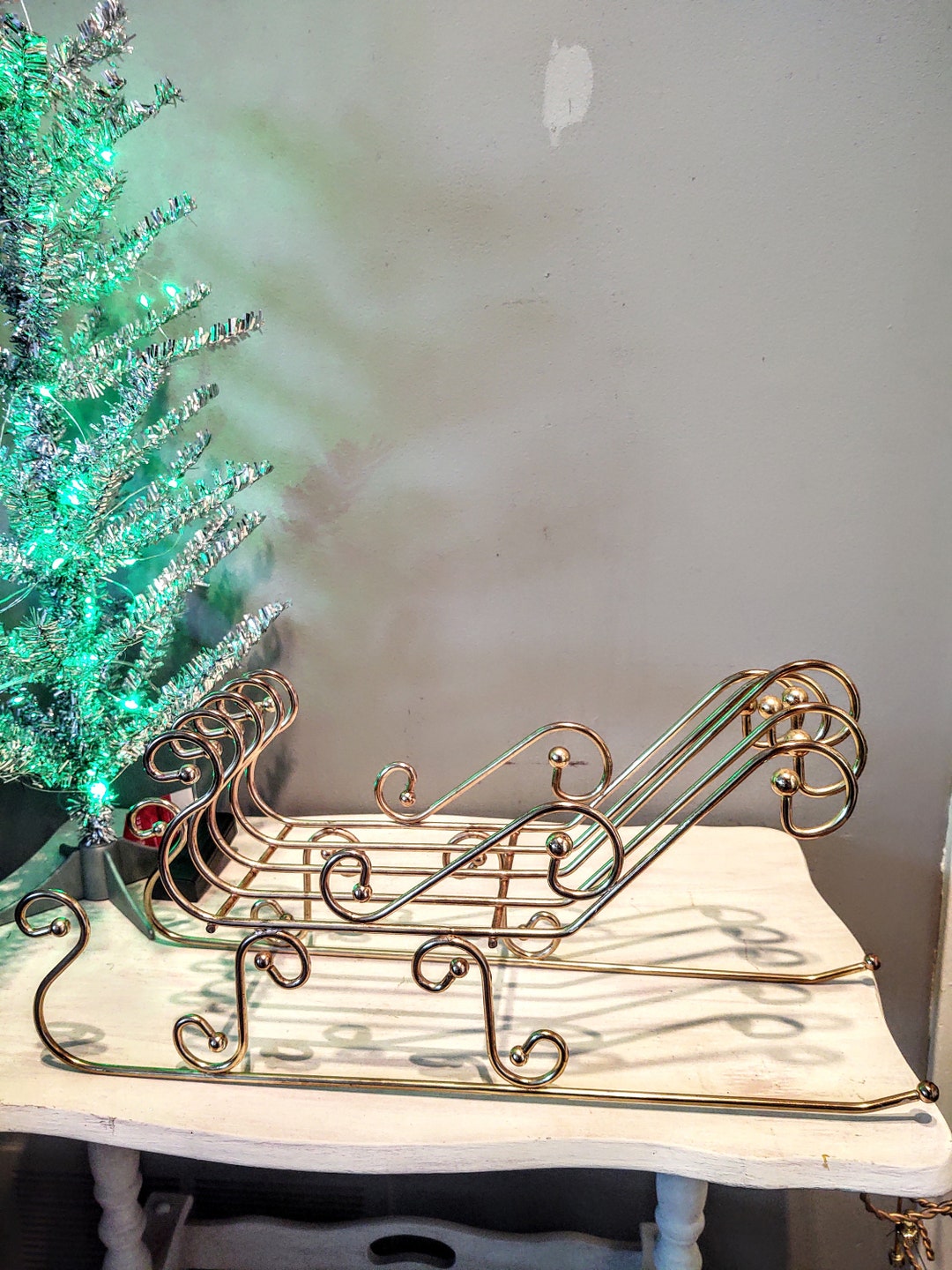 Vintage Brass Santa Sleigh - Etsy