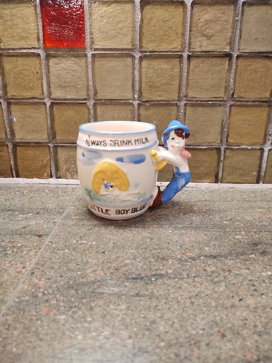 Mid Century Hand Painted Little Blue Boy Mug - Etsy
