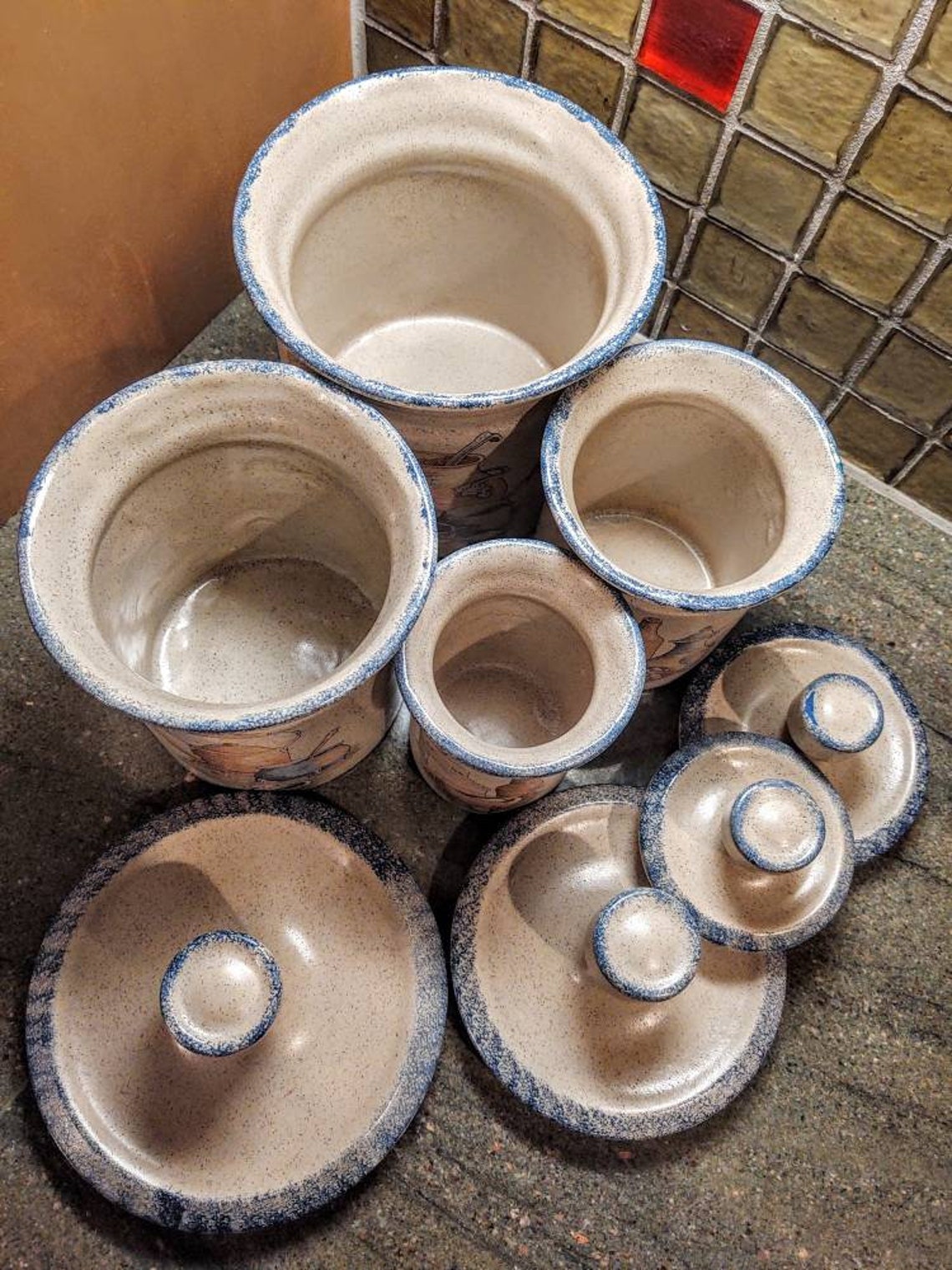 Vintage Farmhouse Ceramic Canisters - Etsy