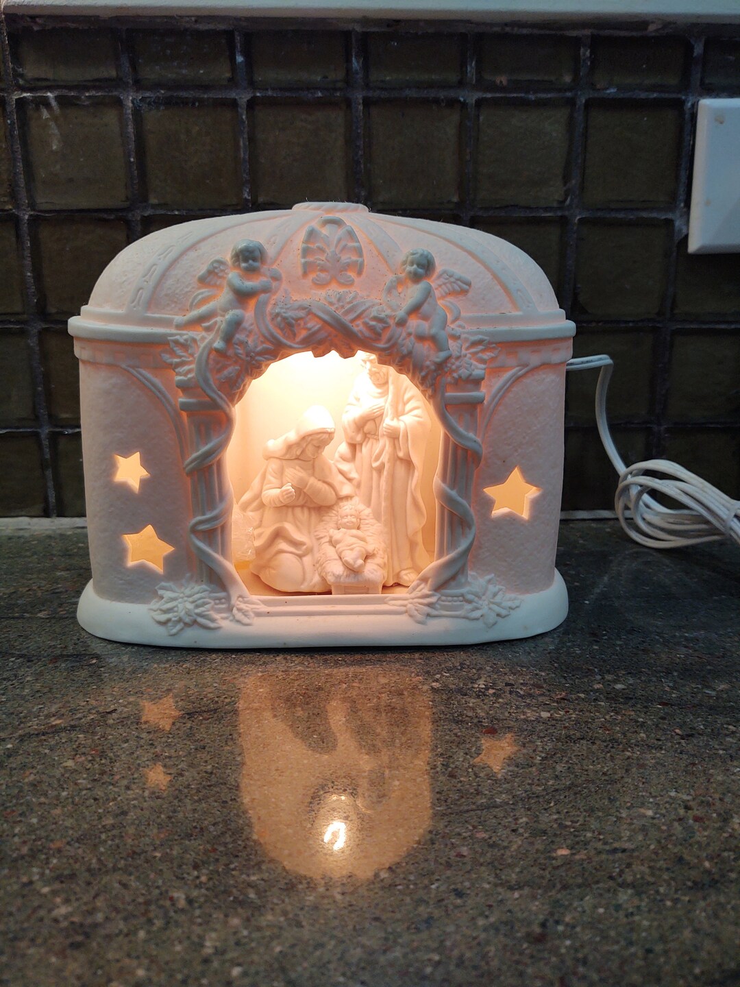Vintage Porcelain Nativity Night Light - Etsy