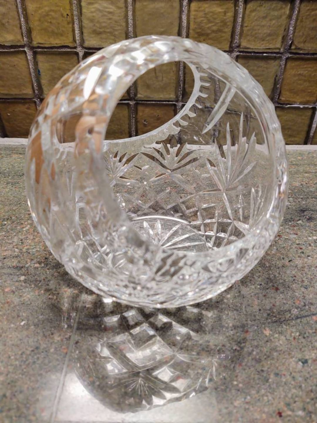 Vintage Crystal Basket With Handle - Etsy