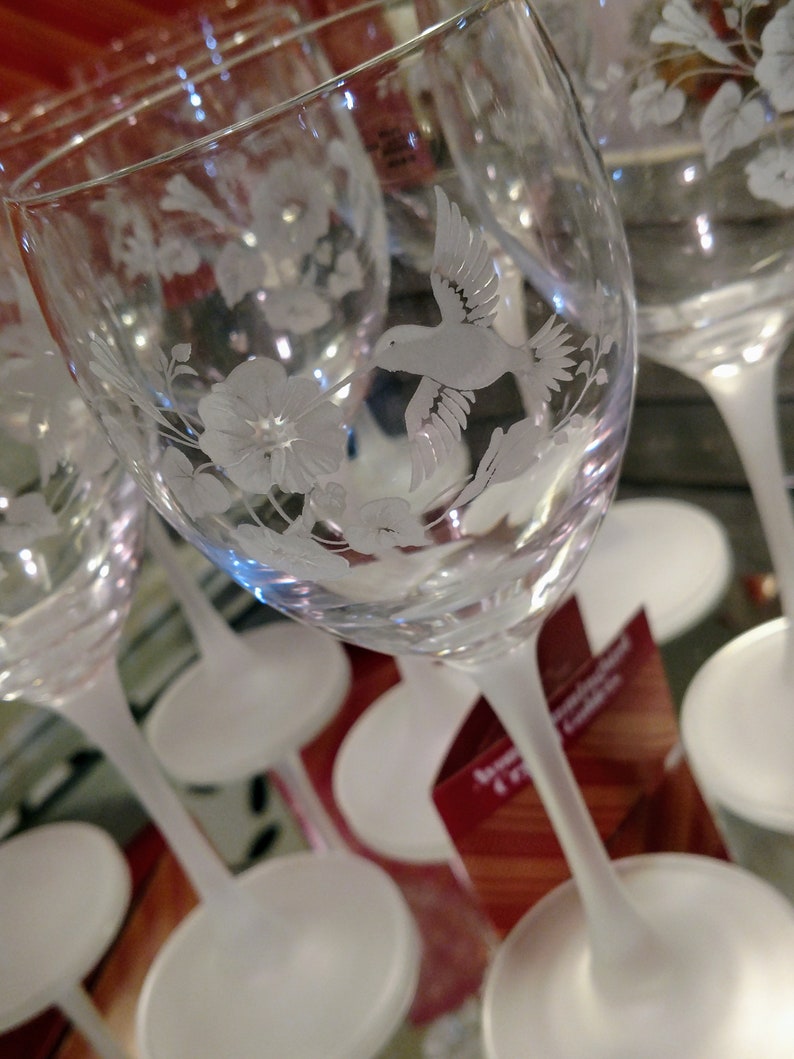 Vintage Avon Hummingbird Crystal Goblets | Etsy