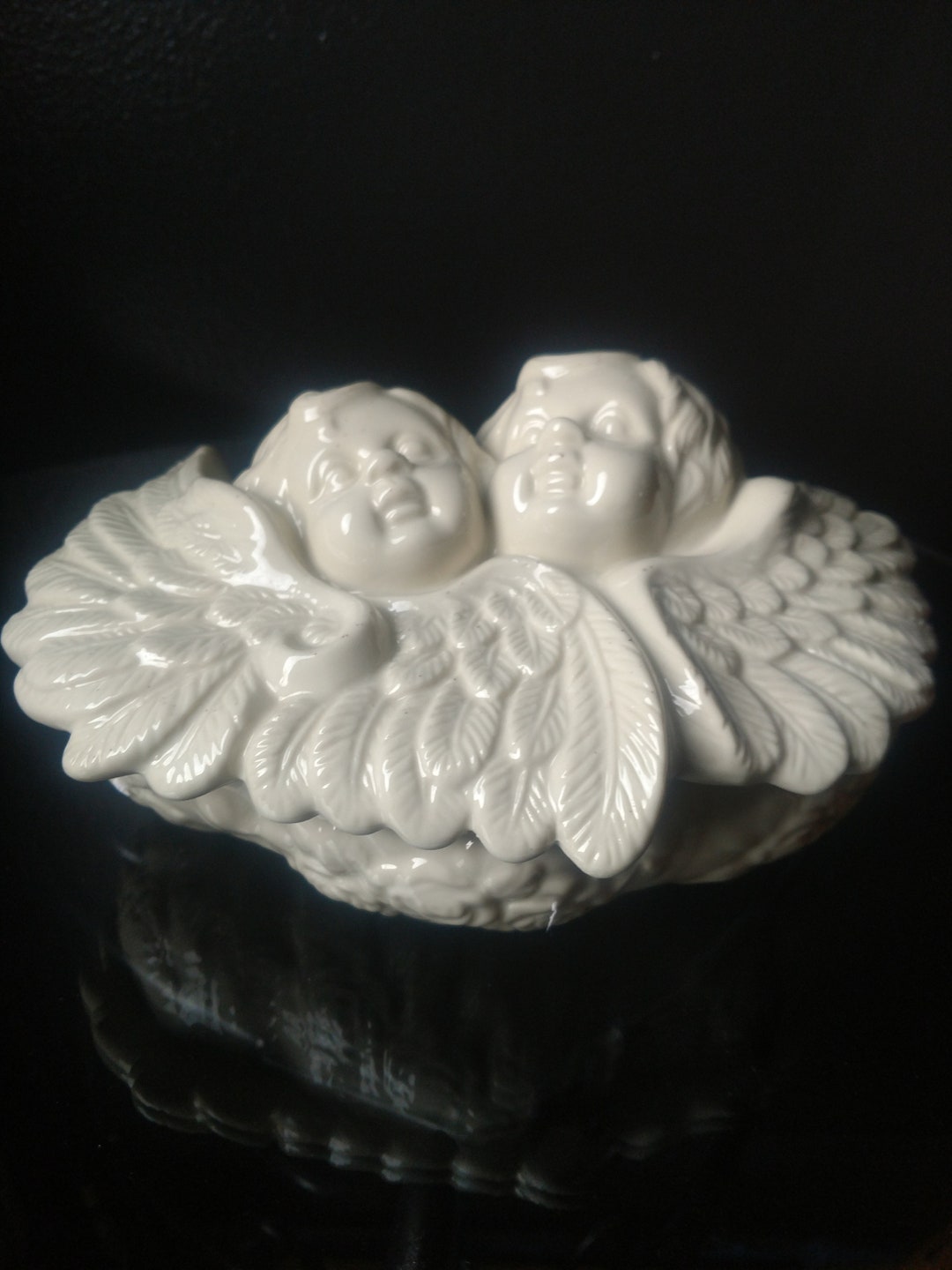 Vintage Ceramic Cherubs Trinket Box - Etsy