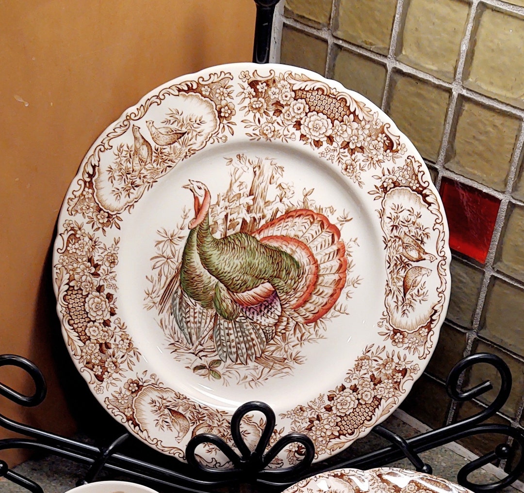 Vintage Windsor Ware Native American Wild Turkeys Brown by Johnson Bros ...