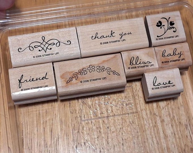 Stampin up Noteworthy, 8 Rubber Stamps, Retired 2006, Two Step Stamping ...