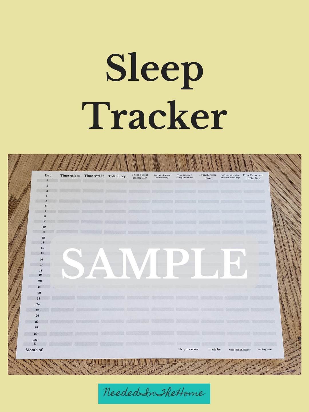 Sleep Tracker Log for Insomnia Treatment Printable Page / Sleep Planner ...