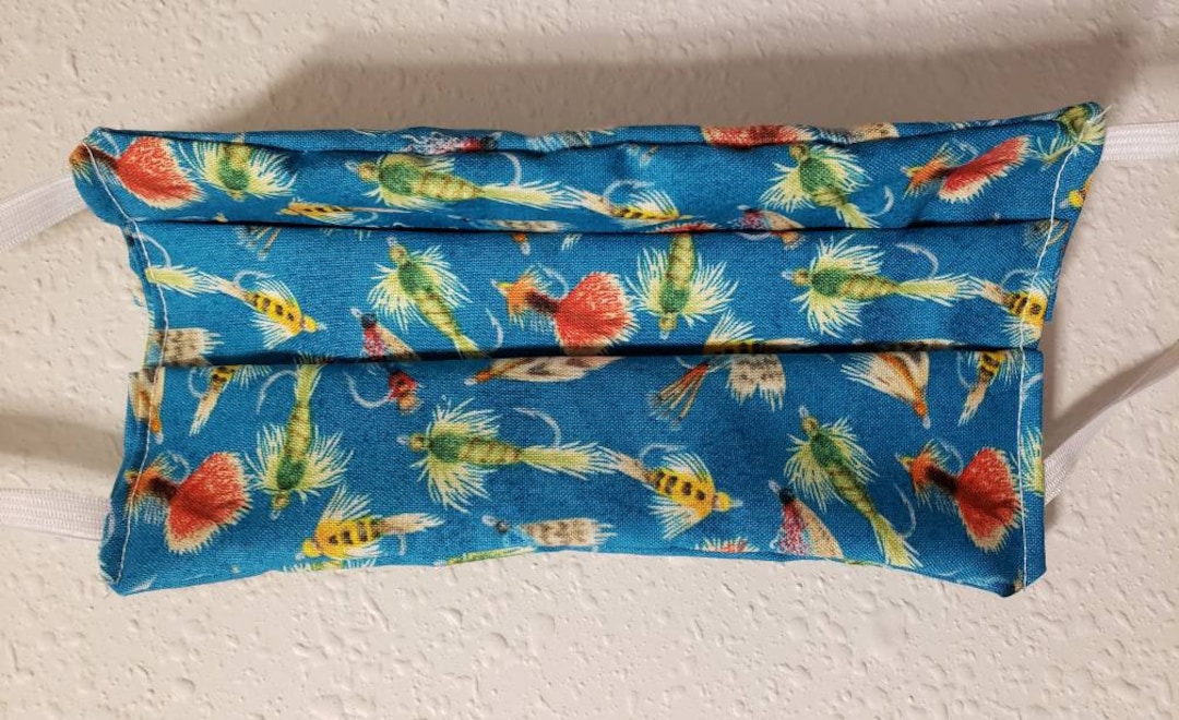 Fishing Pleated Face Mask, Washable, Reusable, Reversible, Adult Size ...