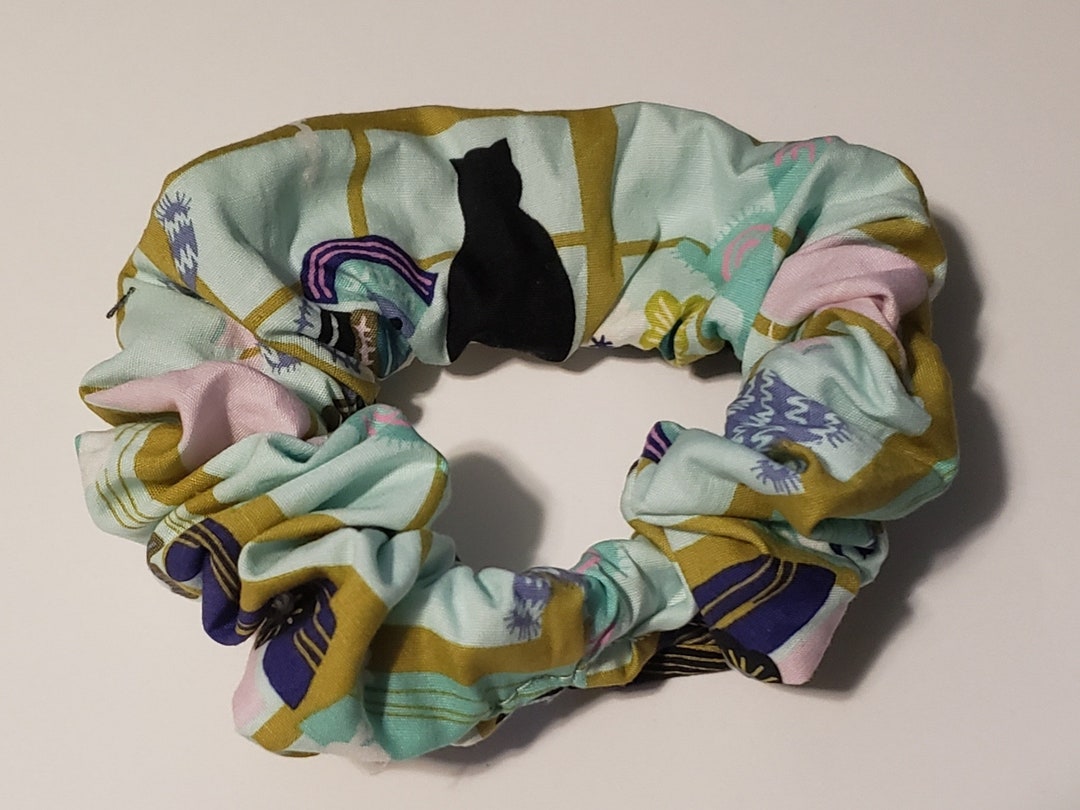 Silhouette of Black Cats Hair Scrunchie / Cat Theme Hair Scrunchie ...