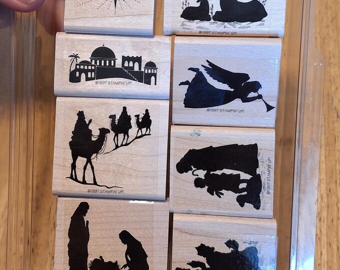 Stampin up Nativity Silhouette, 8 Rubber Stamps, Retired 1997, Baby ...