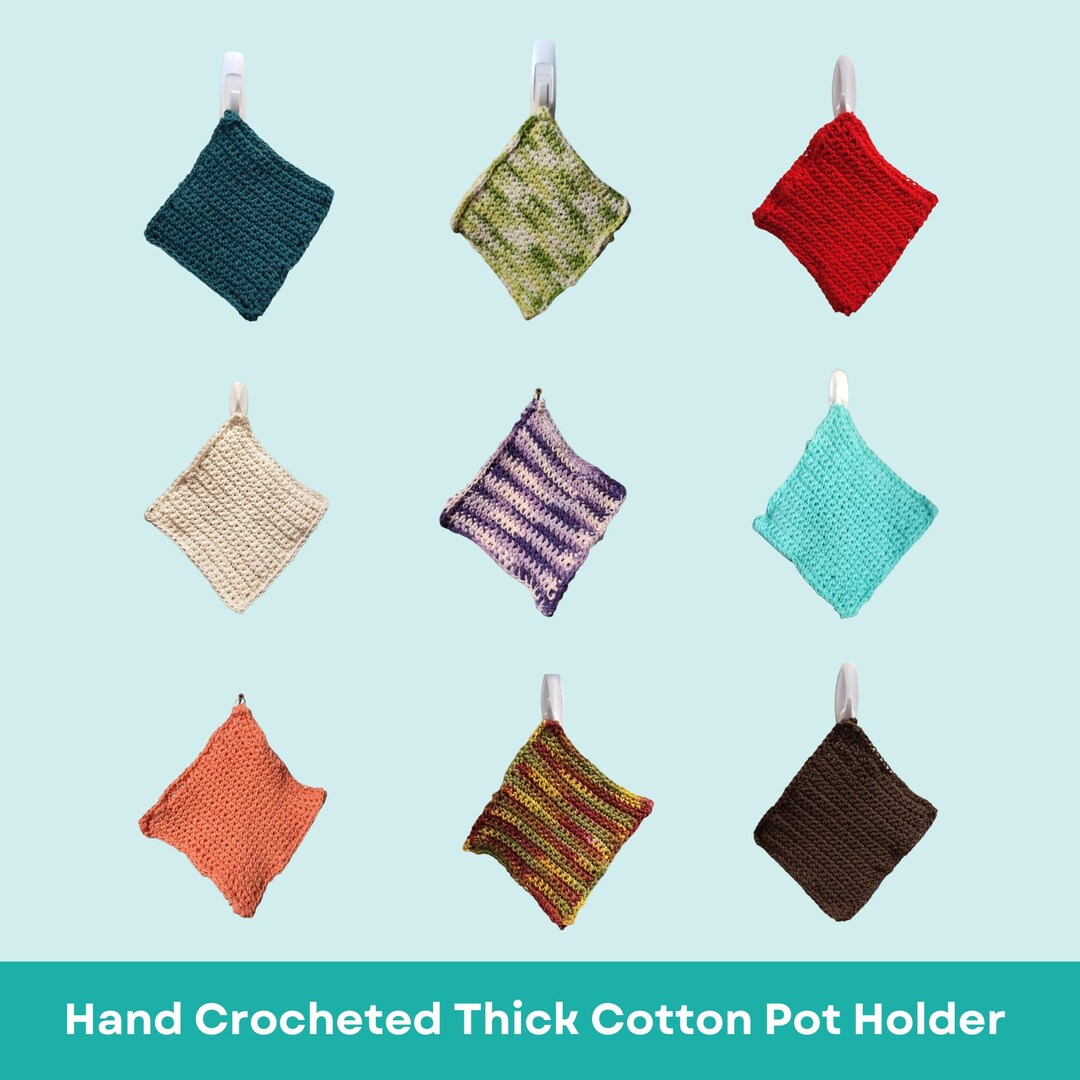 Crochet Potholders Double Thick 100% Cotton Hotpads You Choose Color ...