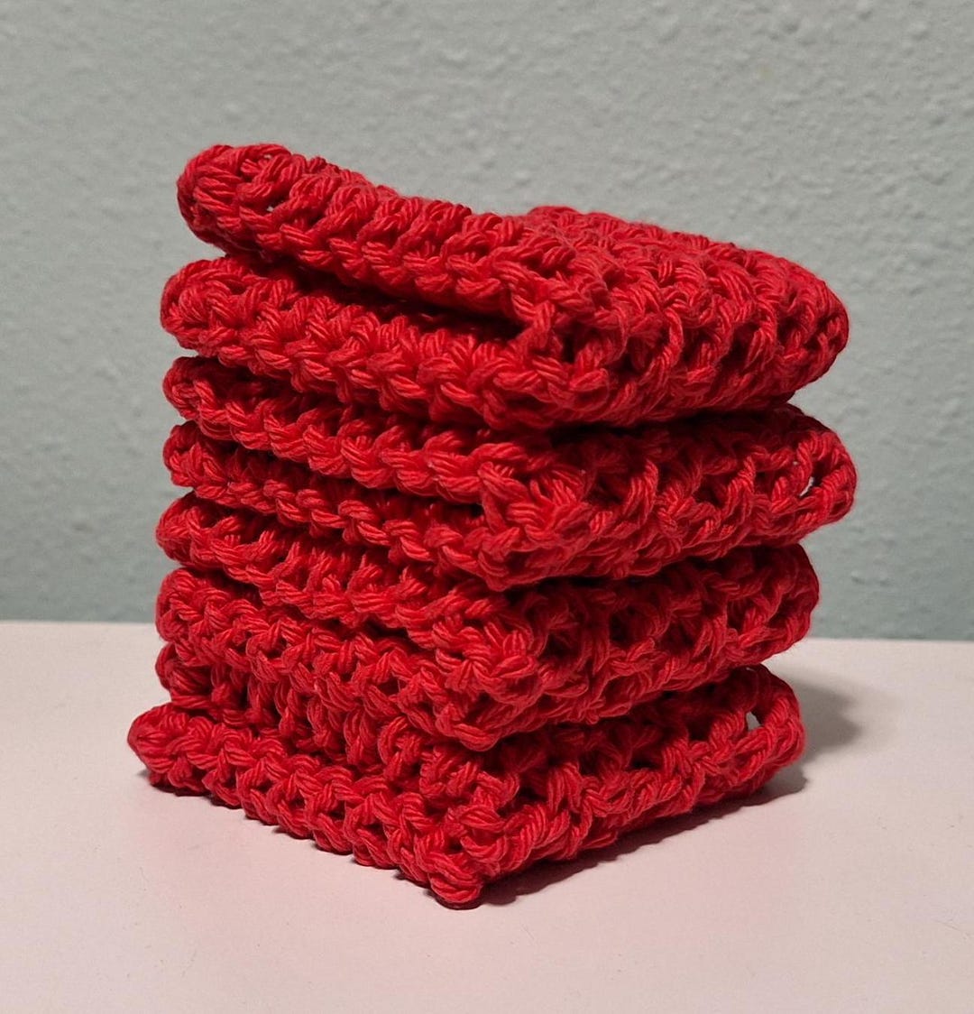 Handmade Crochet Dishcloths Solid Red, Homemade Kitchen Dish Cloths ...