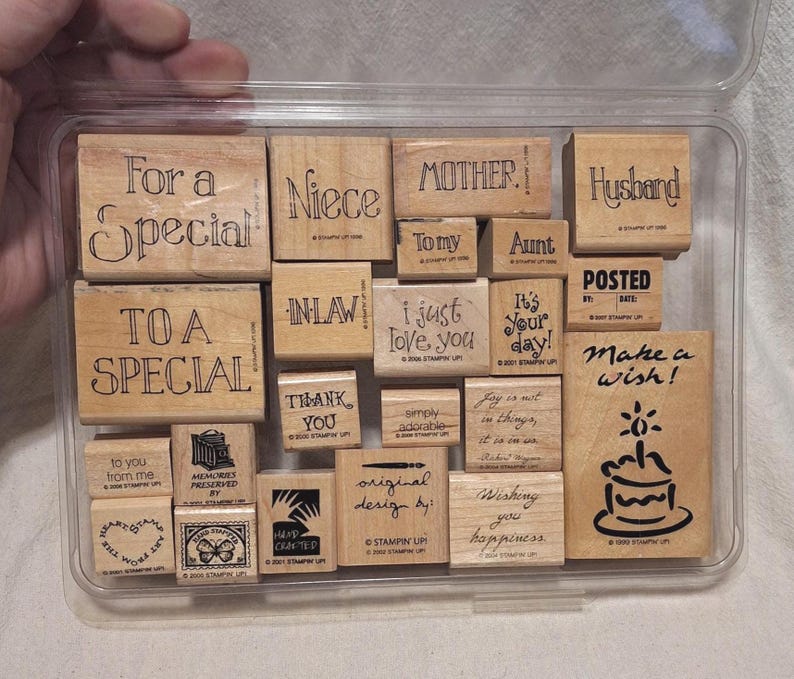 Stampin up Lot of 22 Rubber Stamps, Text Wording Saying Message Phrase ...