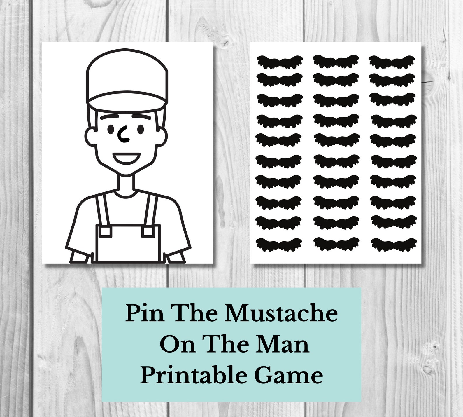Pin the Mustache Party Game, Printable Birthday Activity (PDF Print ...