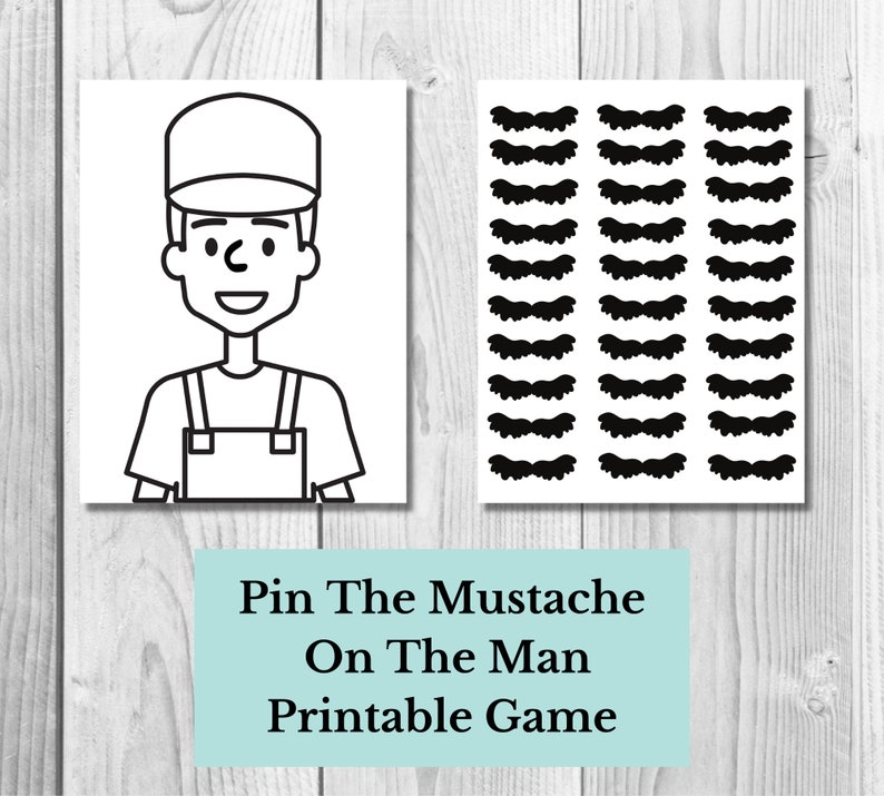 Pin the Mustache Party Game, Printable Birthday Activity (PDF Print ...