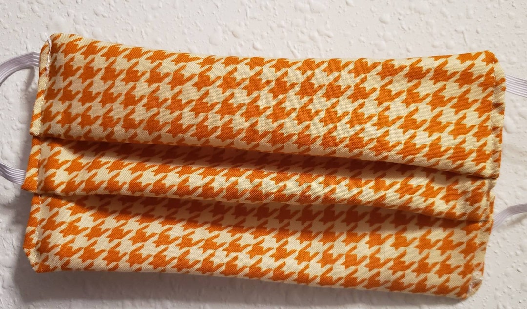 Kids Orange & White Houndstooth Face Mask, Health Face Mask, Child Size ...