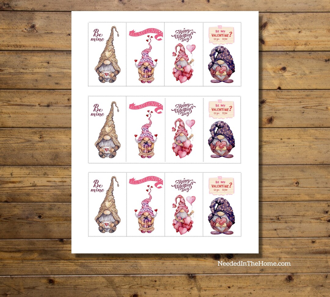 Printable Gnome Valentine / Gnomes Valentine's Day Cards / Printable ...