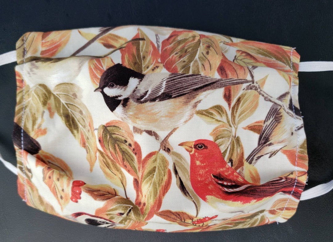 Birds Face Mask - Adult Size, North American Birds Facemask, Chickadees ...