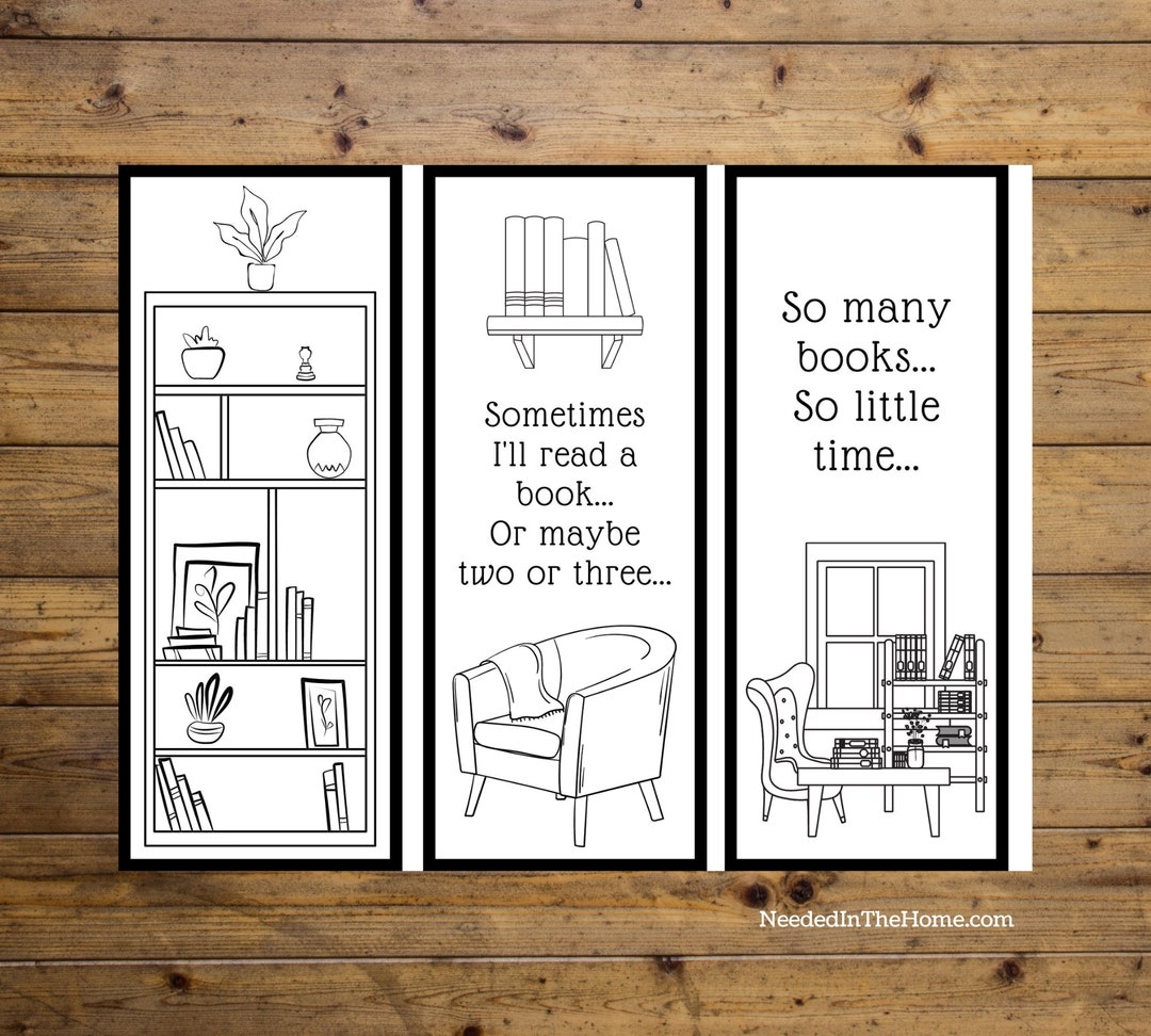 Printable Book Lover Bookmarks: DIY Coloring Party Activity (digital ...