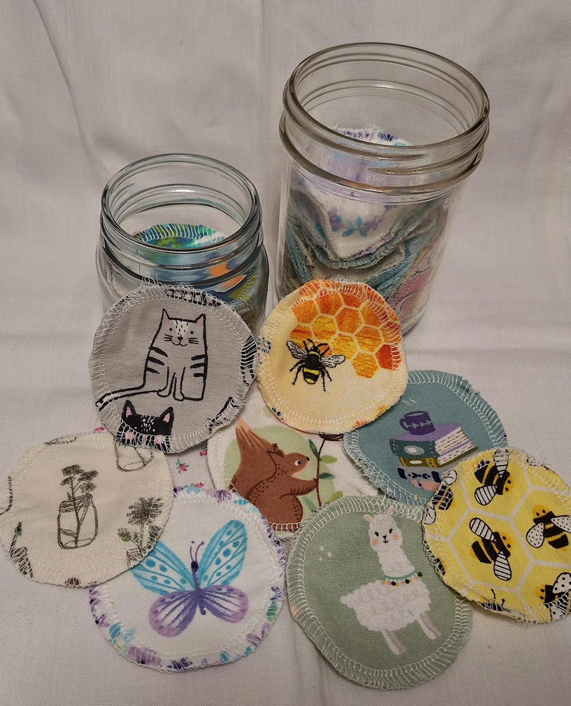 Assorted Facial Rounds, Print Cotton Flannel Reusable Face Pads, Makeup ...