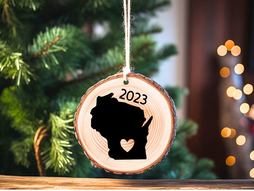 Wisconsin Wood Slice Ornament Wisconsin Christmas Ornament Wisconsin ...