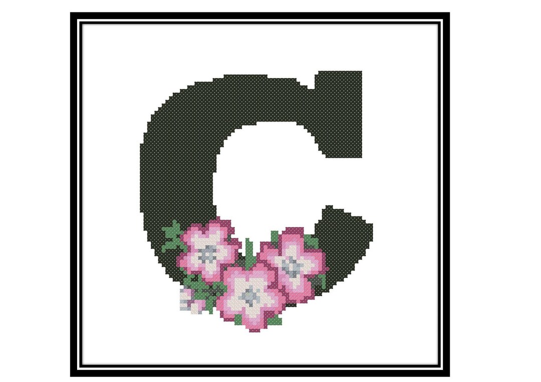 Flower Alphabet Cross Stitch Pattern C Letter Cross Stitch - Etsy