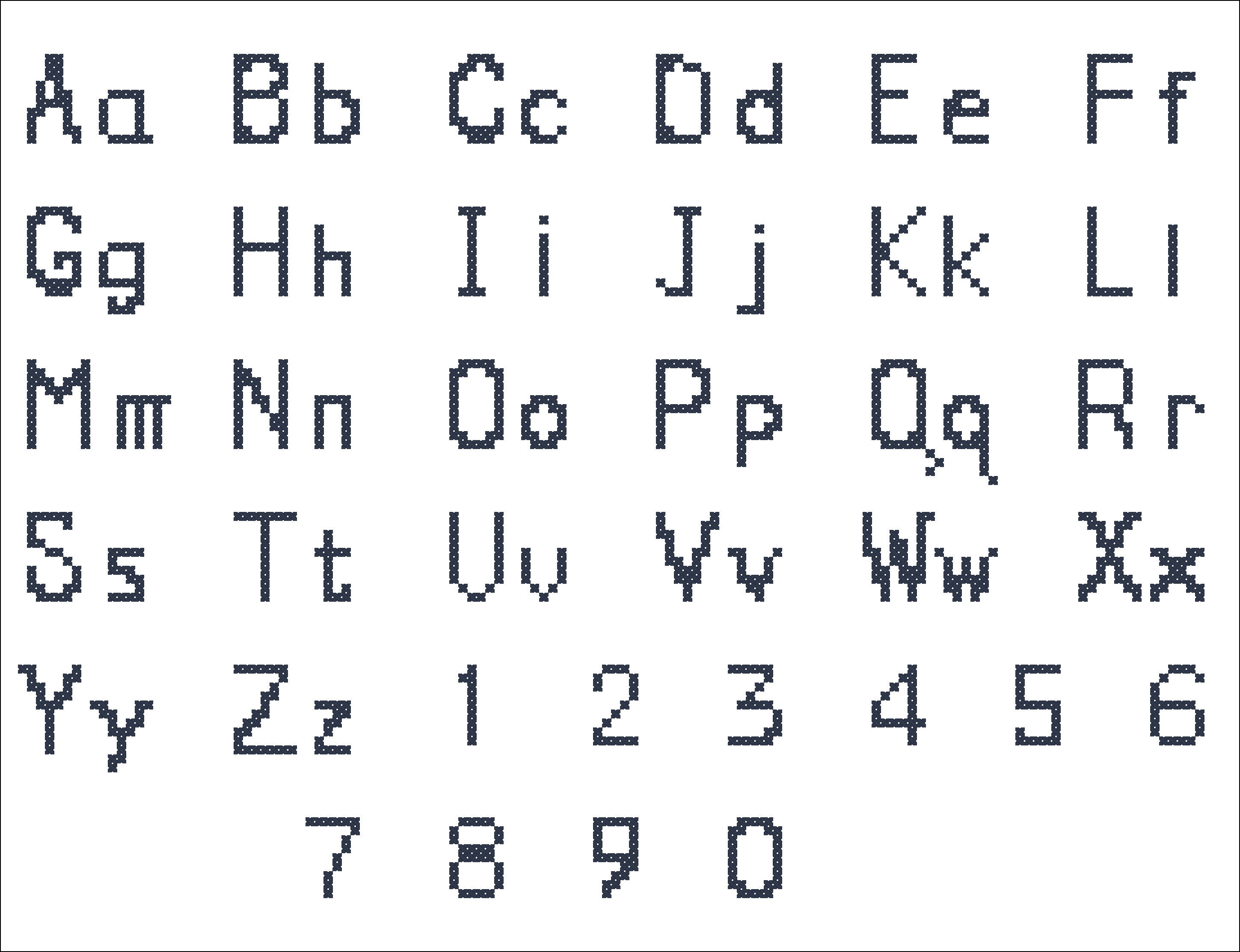 Alphabet Cross-stitch, Large and Small Letters Cross-stitch, Numbers 1 ...