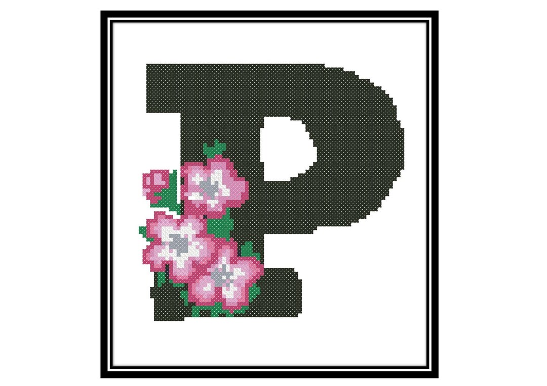 Flower Alphabet Cross Stitch Pattern ,P Letter, Cross Stitch PDF, ABC ...
