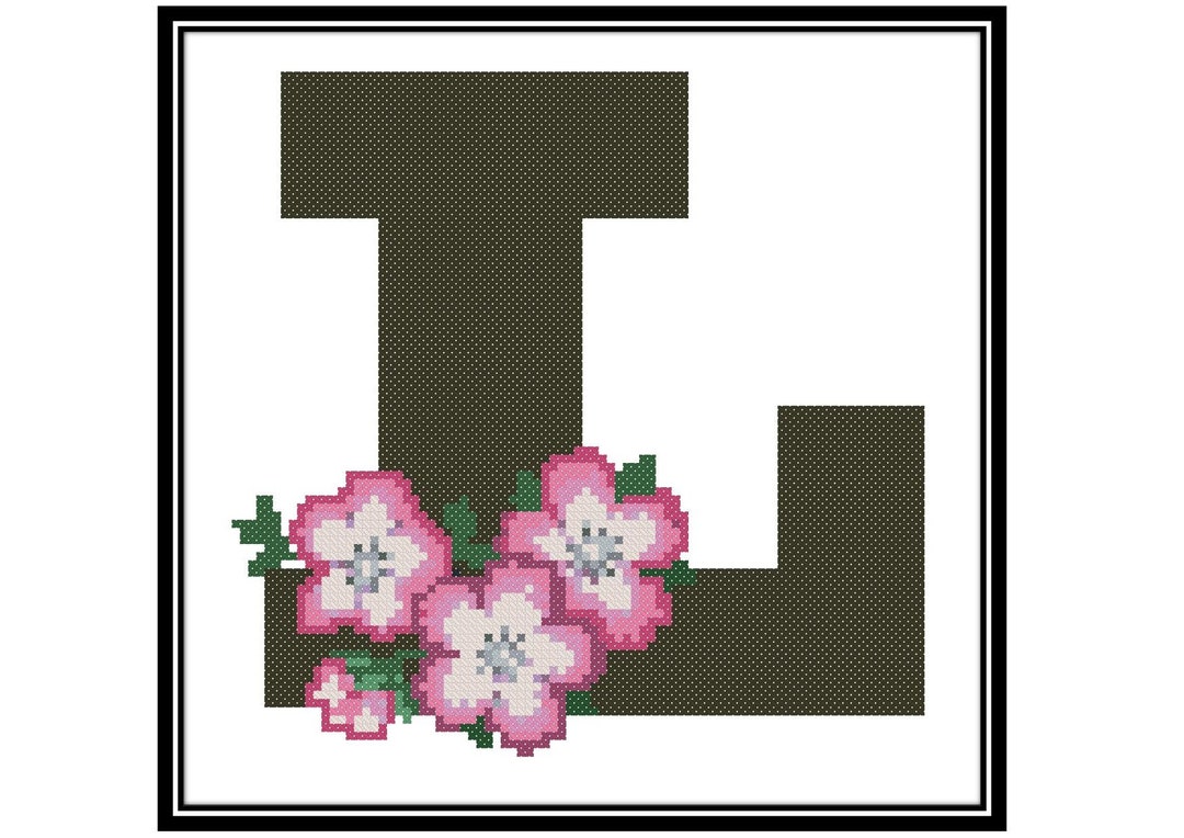 Flower Alphabet Cross Stitch Pattern ,L Letter, Cross Stitch PDF, ABC ...